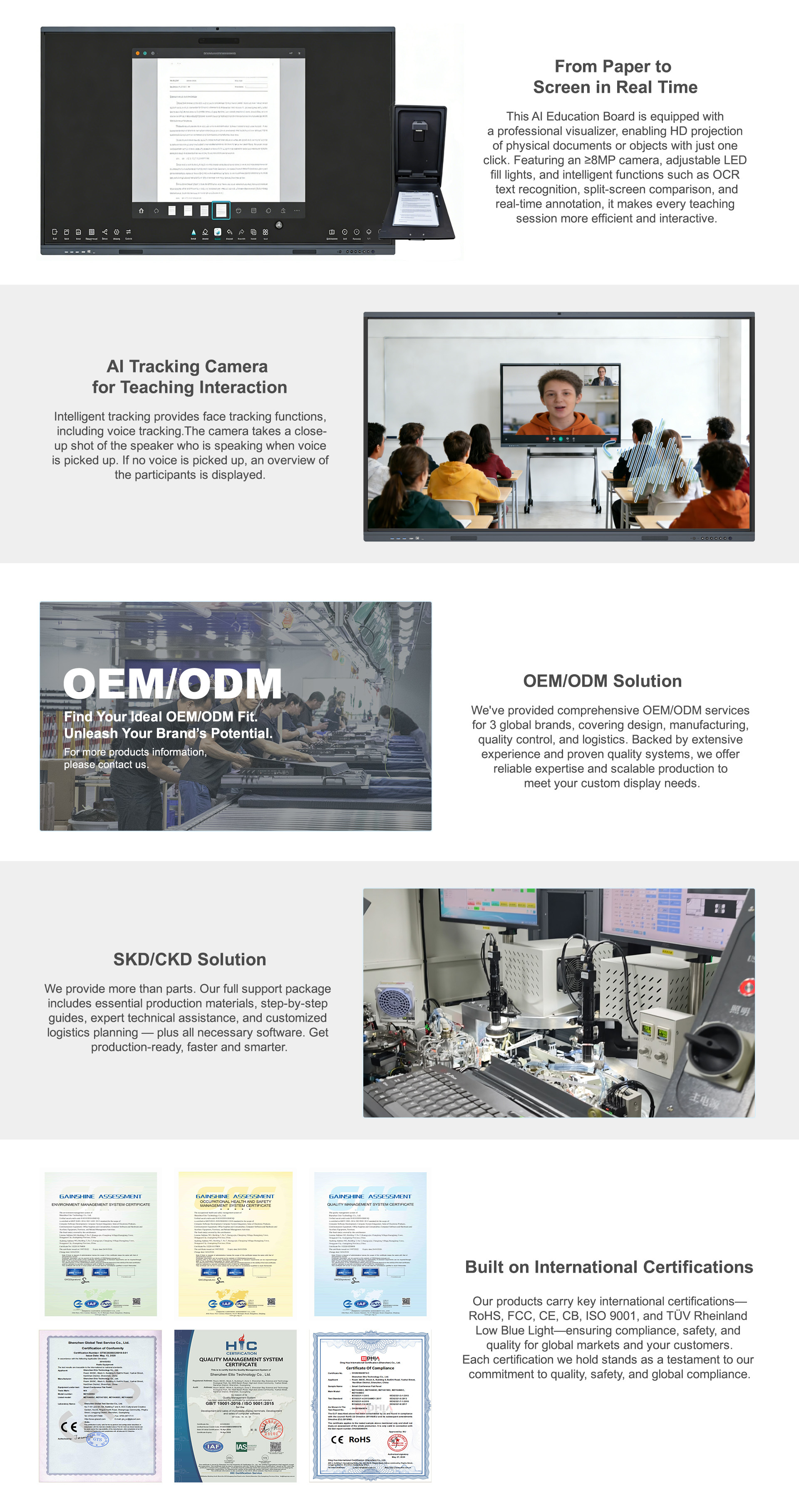 75 Inch 4K Ultra HD Visual Presentation AI Education Interactive Flat ...